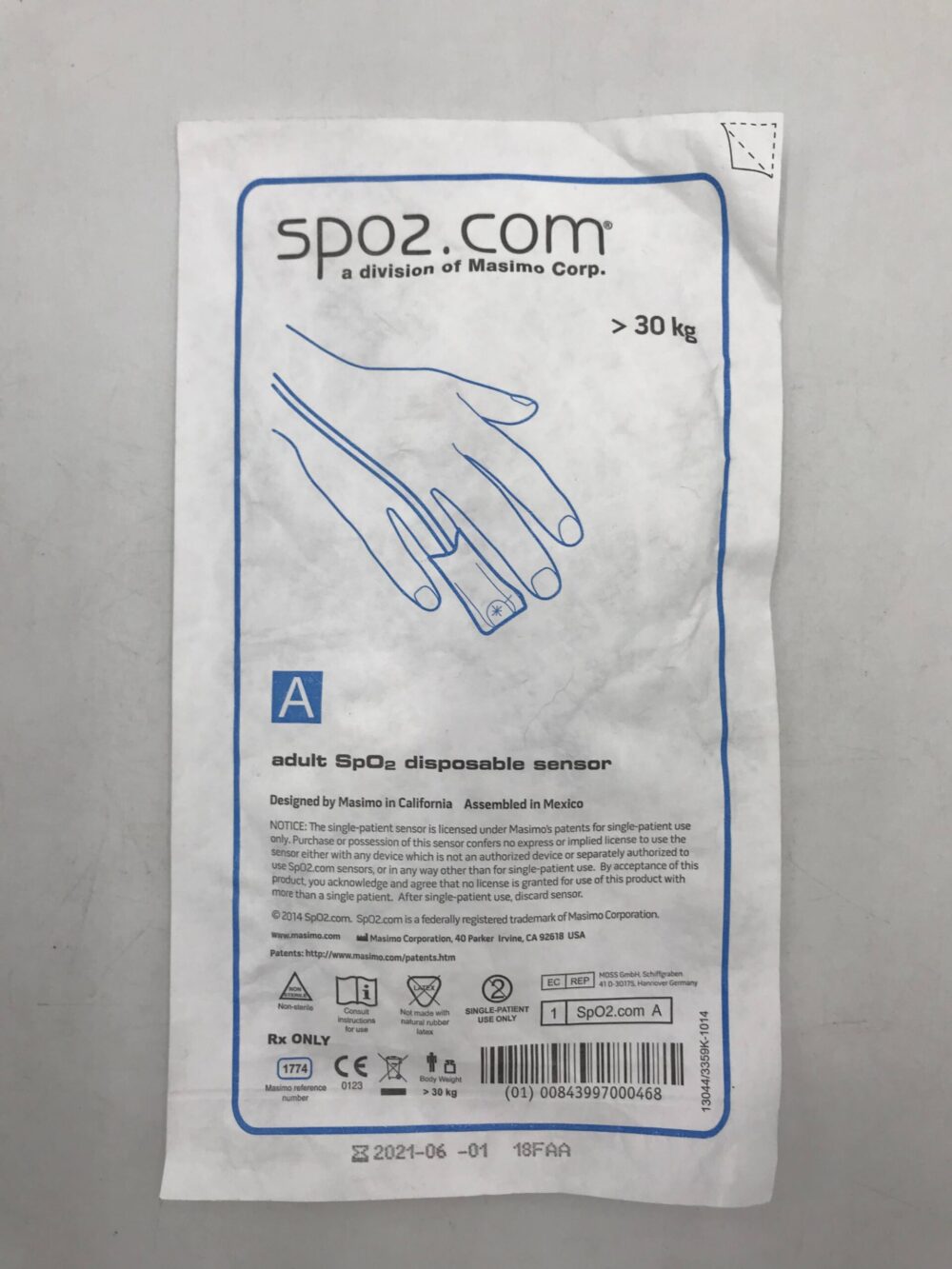 MASIMO 1774 Adult SpO2 Disposable Sensor >30kg (X) - GB TECH USA