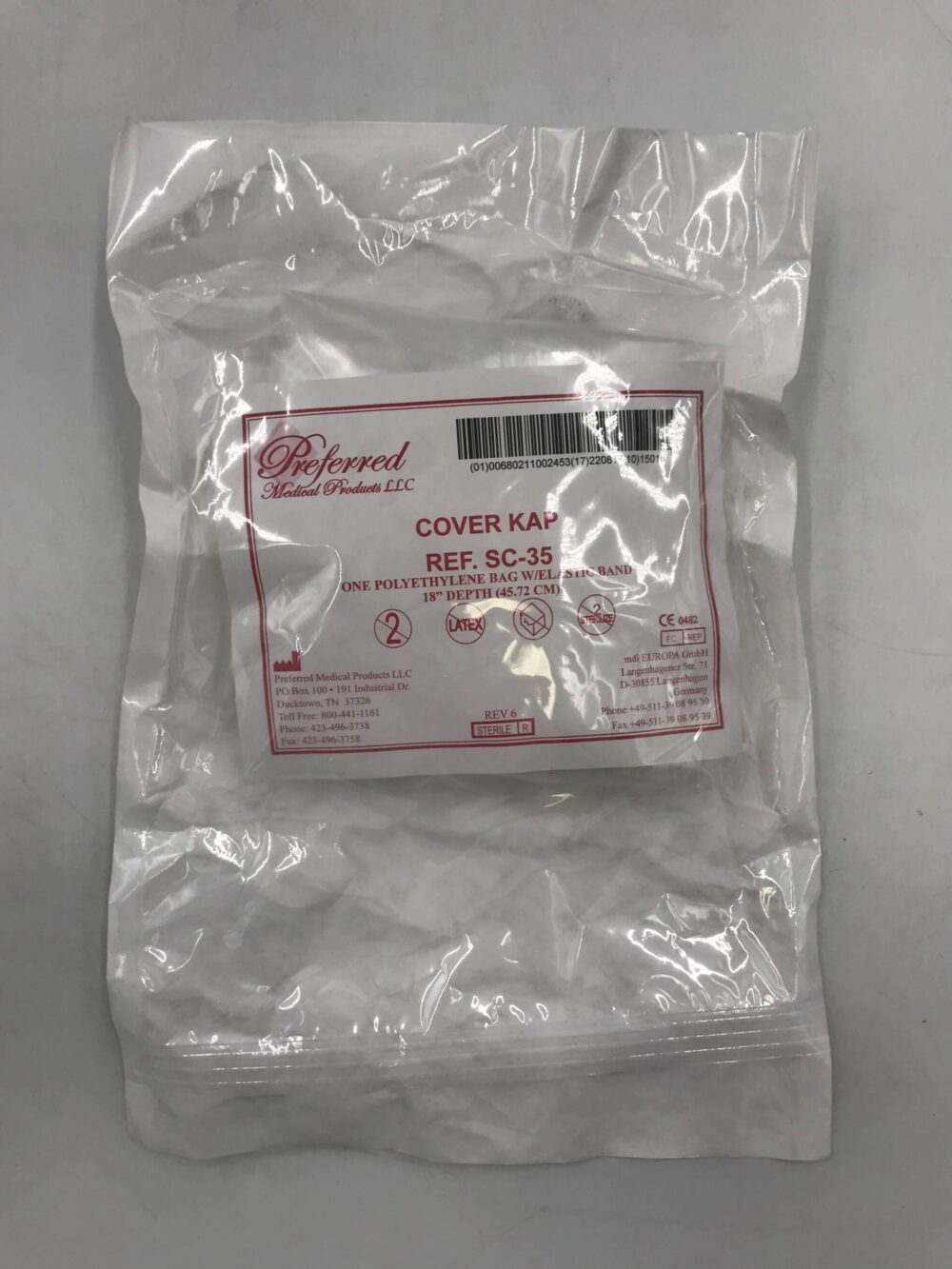 PREFERRED MEDICAL SC-35 Cover Kap Polyethylene Bag w/Elastic Band 18in – GB TECH USA