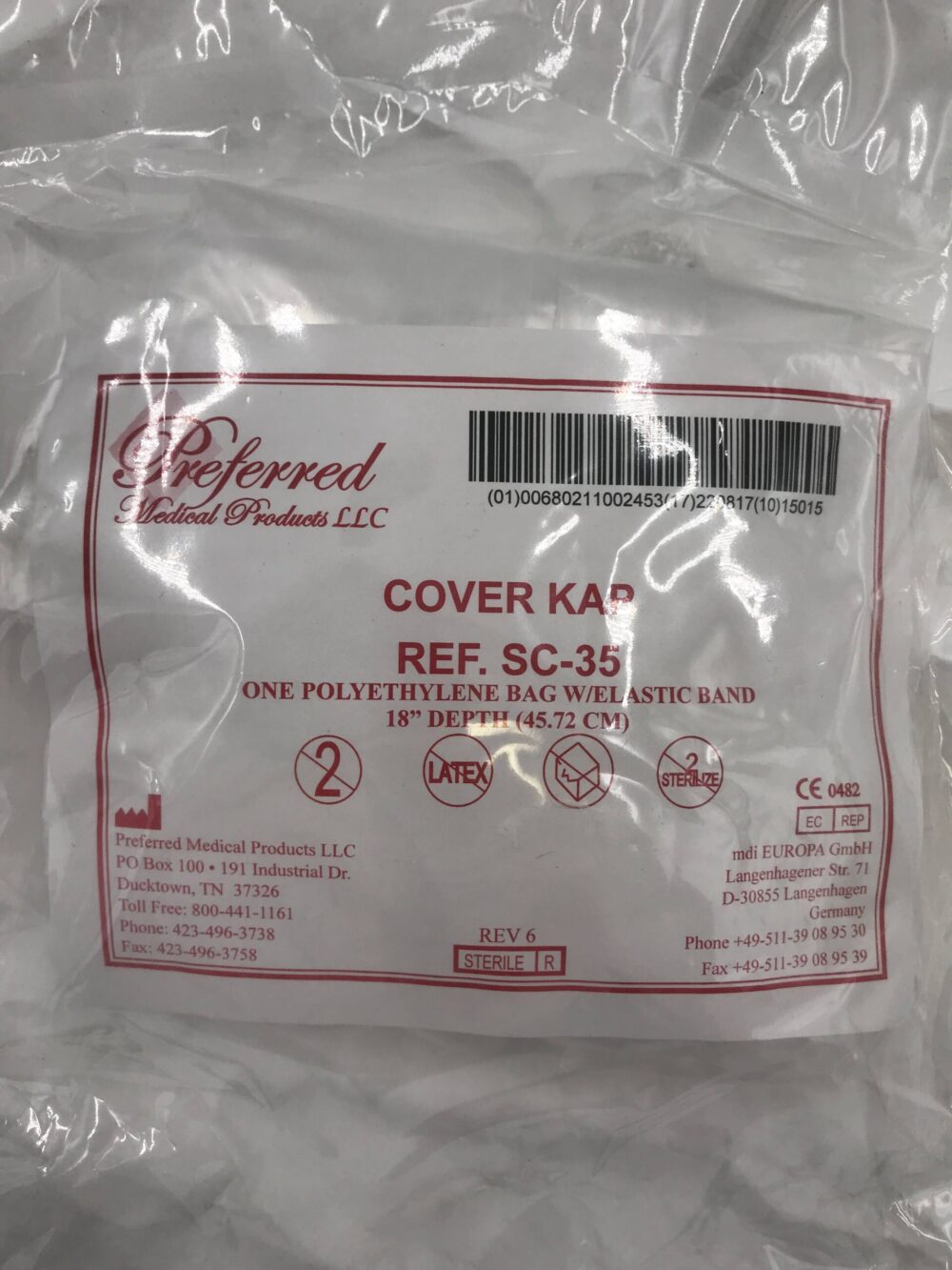 PREFERRED MEDICAL SC-35 Cover Kap Polyethylene Bag w/Elastic Band 18in – GB TECH USA