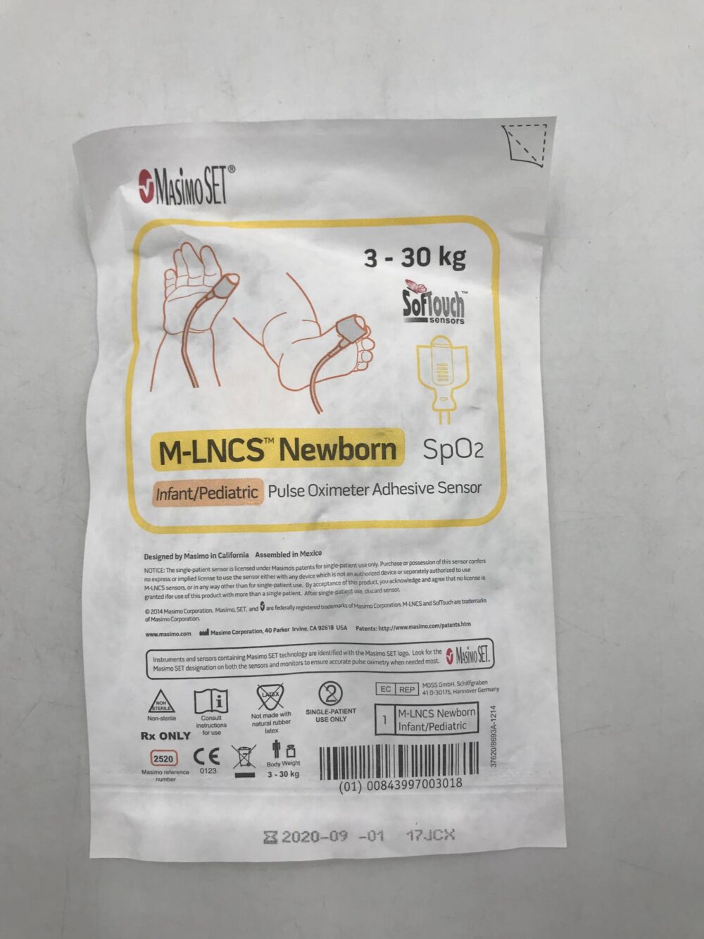 MASIMO 2520 SofTouch M-LNCS Newborn SpO2 Infant/Pediatric Pulse ...