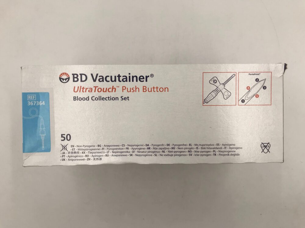 BD 367364 Vacutainer UltraTouch Push Button Blood Collection Set 23G x ...