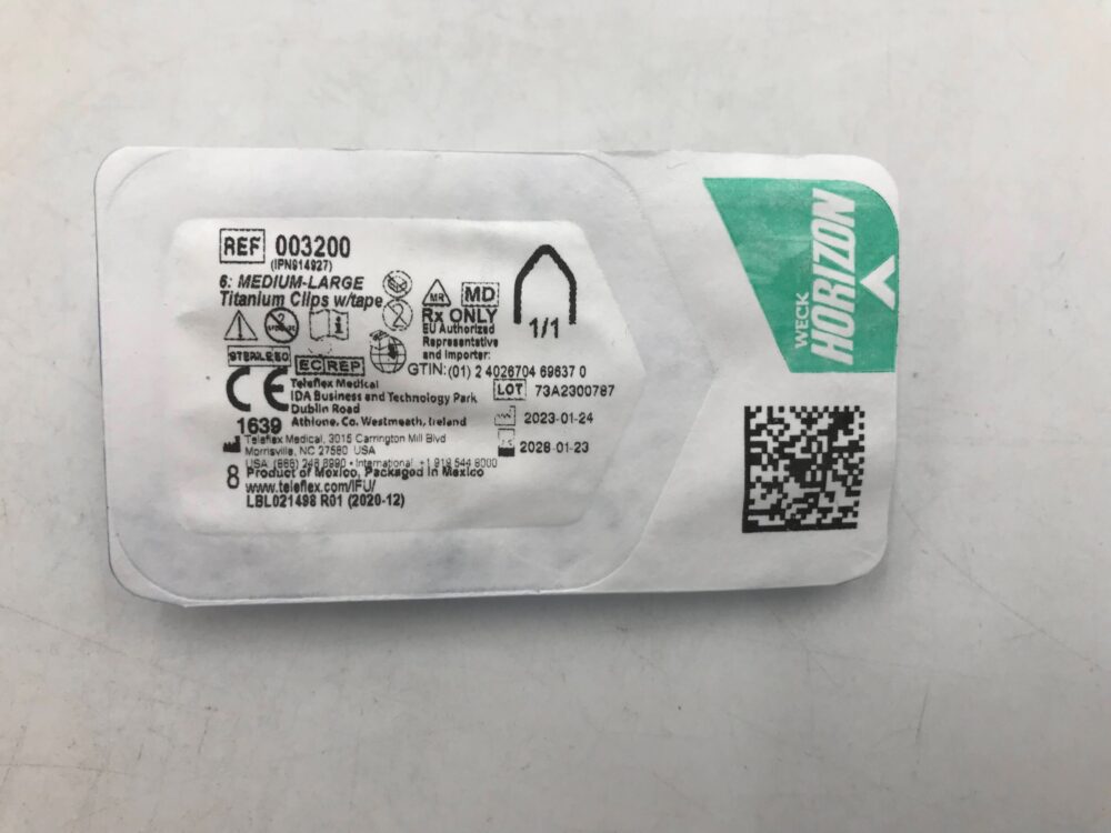 TELEFLEX 003200 Weck Horizon 6 Medium-large Titanium Clips w/ Adhesive ...