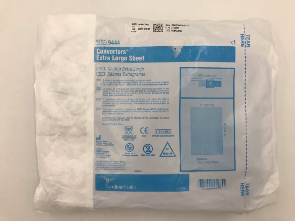 Cardinal Health 9444 Convertors Extra Large Sheet AAMI Level 3 77" x 96 ...