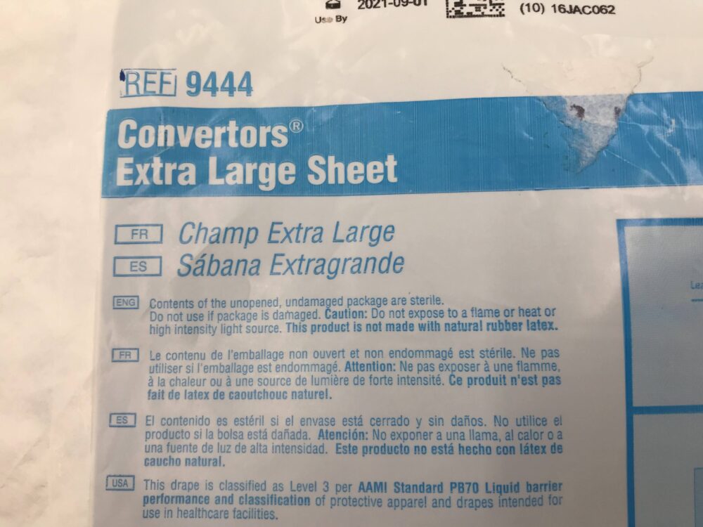 Cardinal Health 9444 Convertors Extra Large Sheet AAMI Level 3 77" x 96 ...