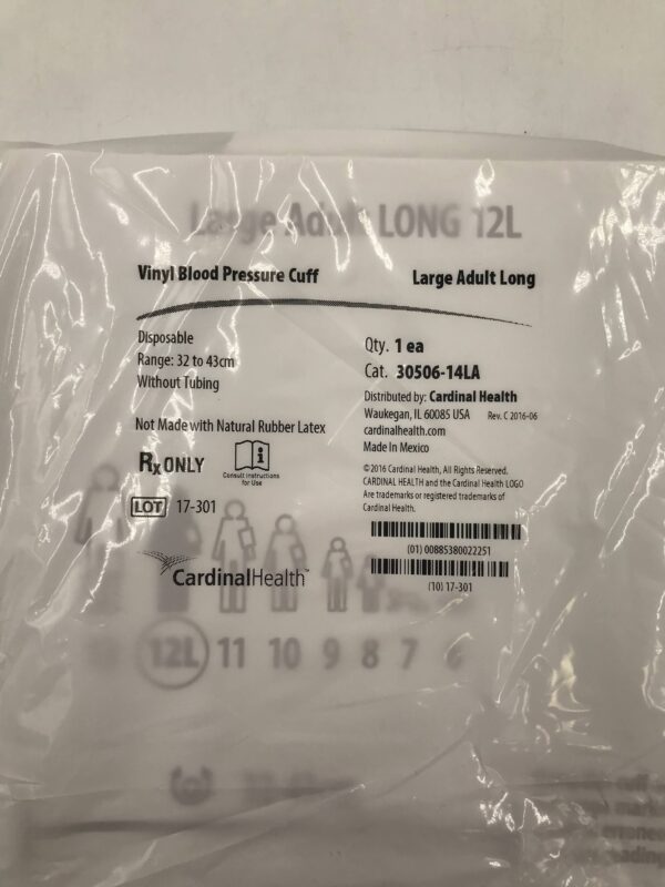 Cardinal Health 30506-14LA Vinyl Blood Pressure Cuff Large Adult Long ...