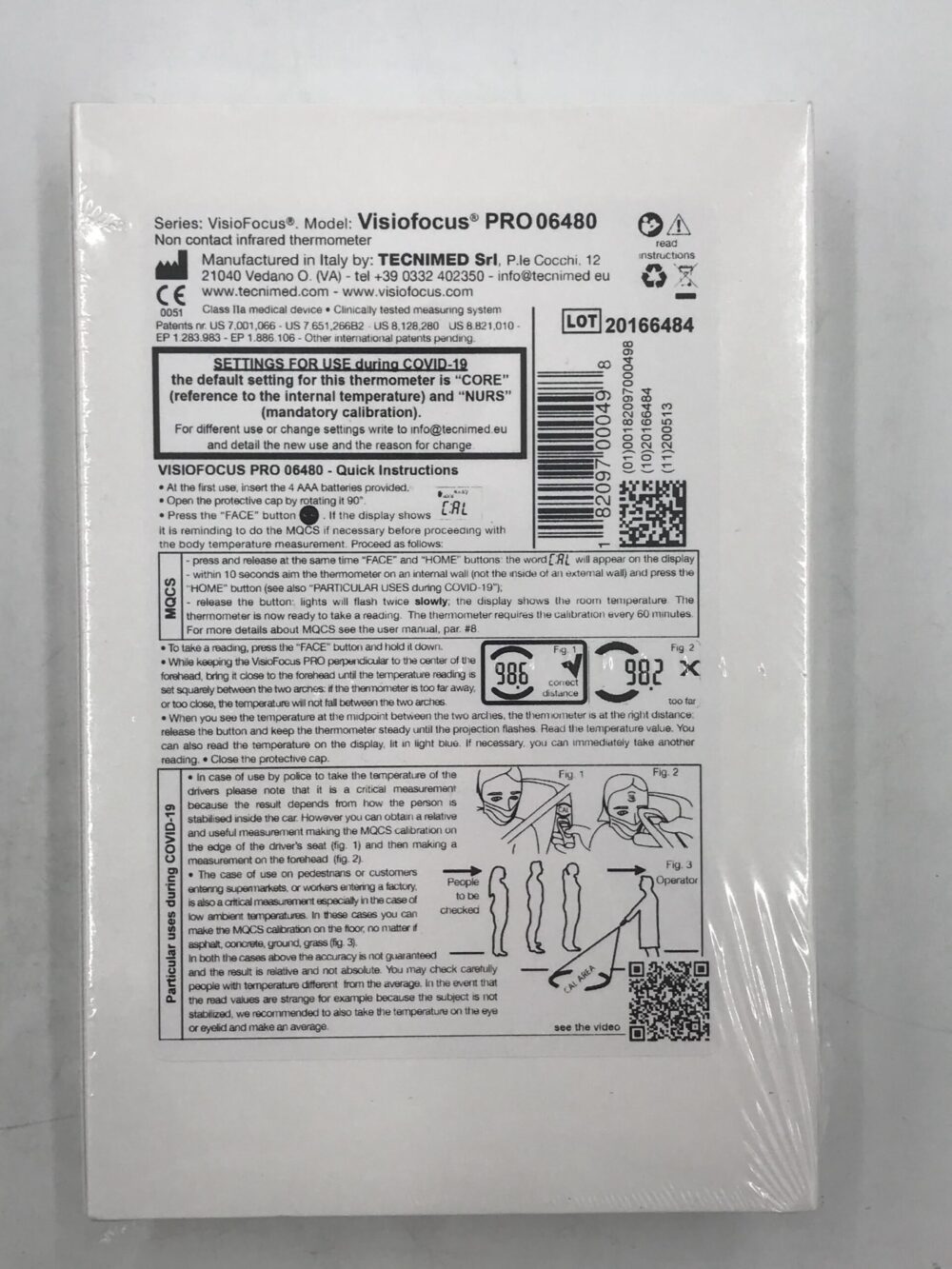 TECNIMED Srl PRO 06480 Visiofocus Non Contact Infrared Thermometer - GB ...