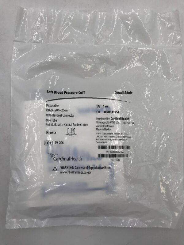 Cardinal Health 30503312SA Soft Blood Pressure Cuff Small Adult ...