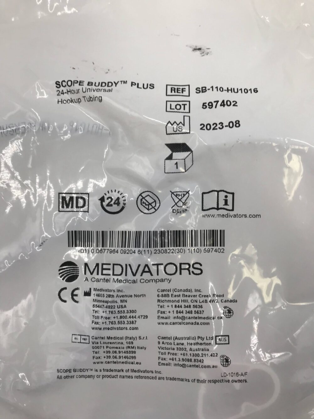 MEDIVATORS SB-110-HU1016 Scope Buddy Plus 24-hr Universal Hookup Tubing ...