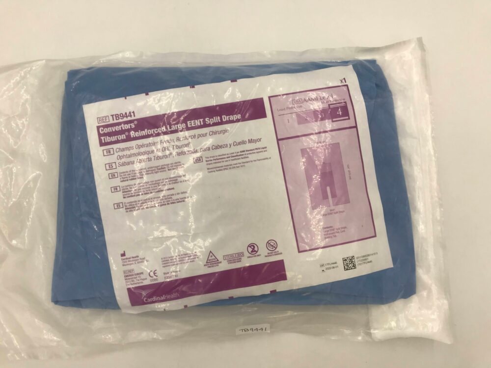 CARDINAL HEALTH TB9441 Convertors Tiburon Reinforced Large EENT Split Drape AAMI Level 4, 77in x ...