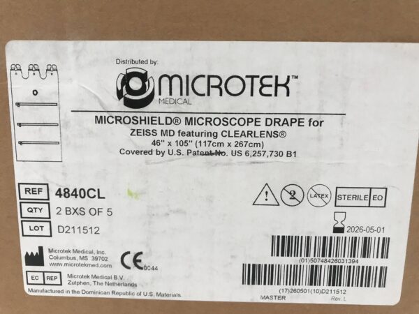 Microtek Medical 4840CL Microshield Microscope Drape for Zeiss MD 46″ x ...