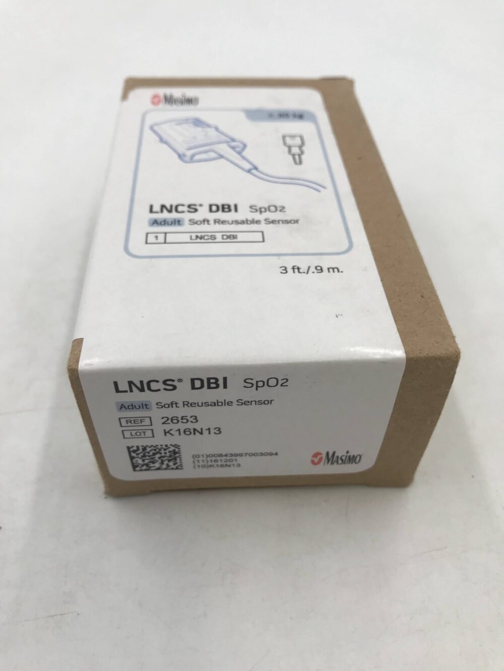 MASIMO 2653 LNCS DBI SpO2 Adult Soft Reusable Sensor >30kg, 3ft/.9m ...
