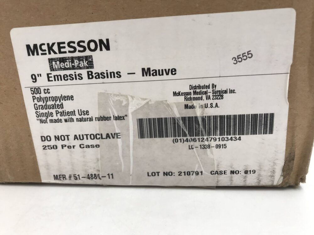 McKesson 51-4881-11 Medi-Pak 9″ Emesis Basins – Mauve 500cc (250/Case ...
