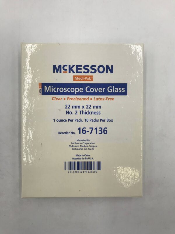 McKesson 16-7136 Medi-Pak Microscope Cover Glass Clear Precleaned Latex ...