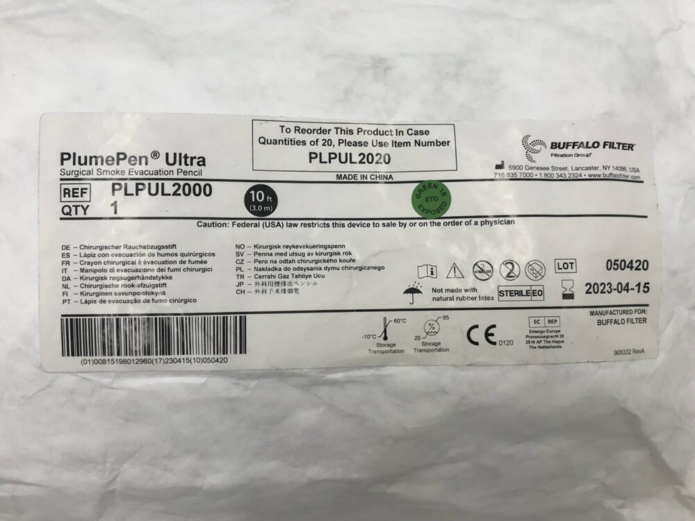 BUFFALO FILTER PLPUL2000 PlumePen Ultra Surgical Smoke Evacuation ...