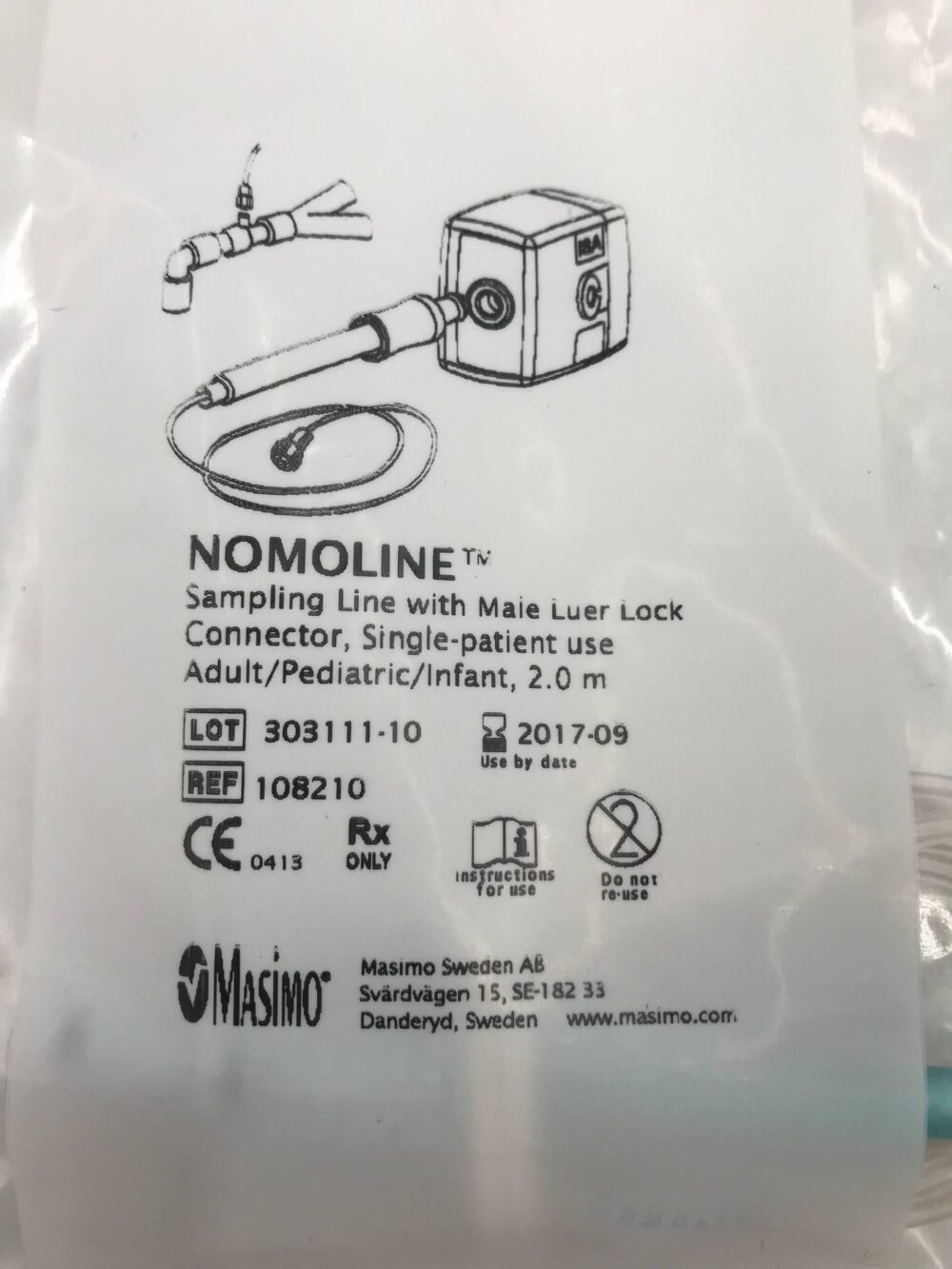 Masimo 108210 Nomoline Sampling Line with Male Luer Lock Connector (X ...