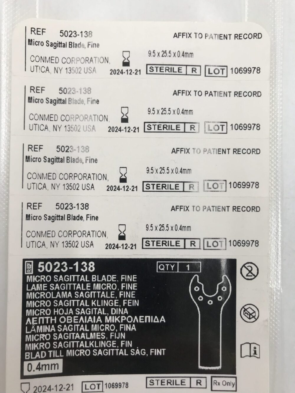 ConMed 5023-138 Micro Sagittal Blade Fine 9.5 x 25.5 x 0.4mm - GB TECH USA