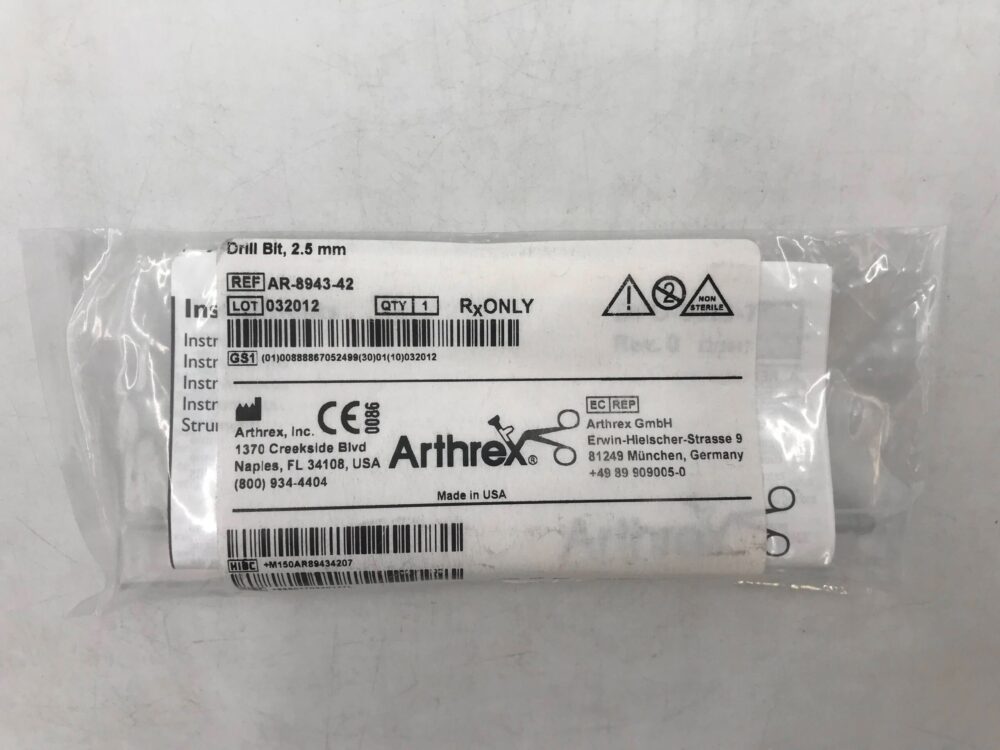 ARTHREX AR-8943-42 Drill Bit, Reusable 2.5mm - GB TECH USA