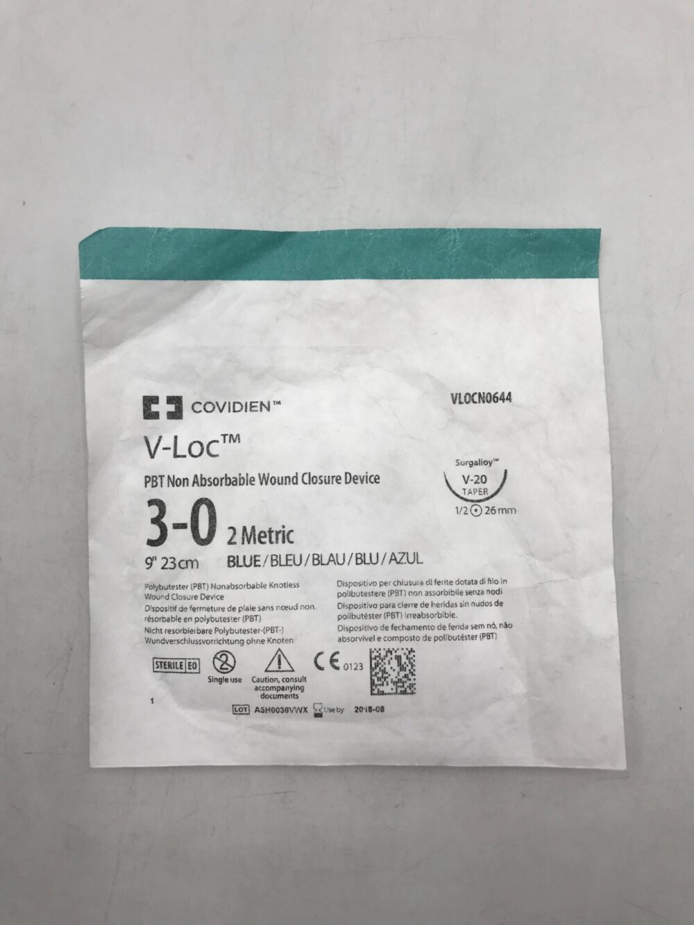 COVIDIEN VL0CN0644 V-Loc PBT Non Absorbable Wound Closure Device 3-0 ...