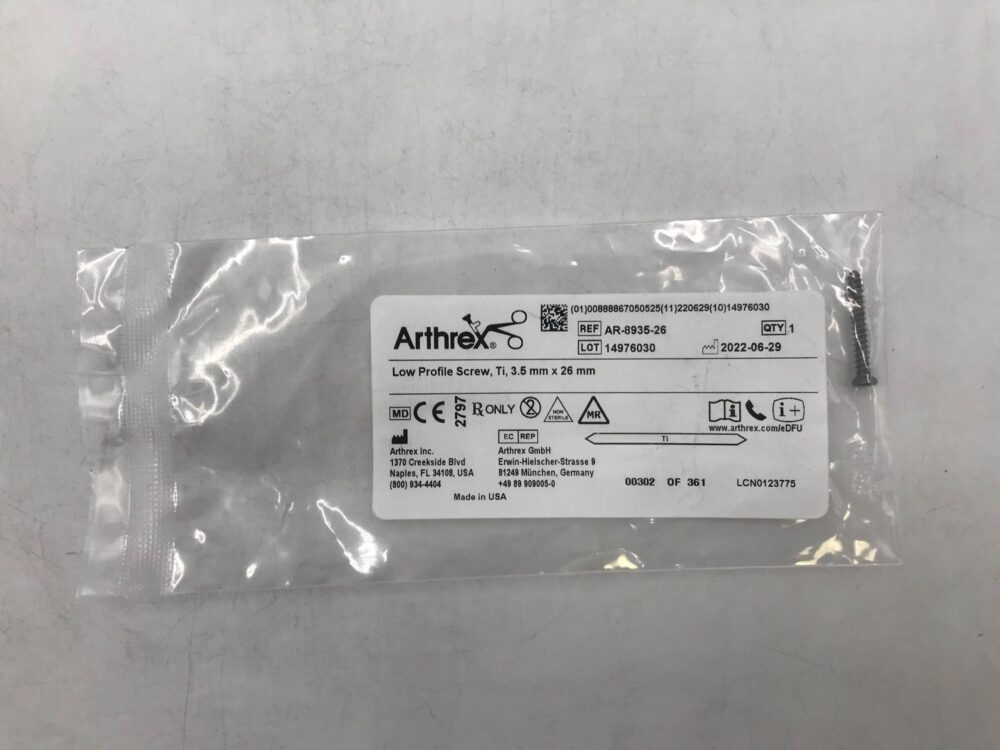 ARTHREX AR-8935-26 Low Profile Screw, Ti 3.5mm x 26mm - GB TECH USA