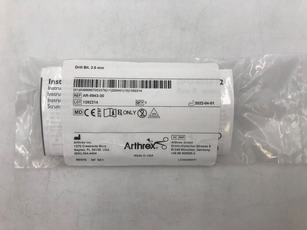 ARTHREX AR-8943-30 Drill Bit, Reusable 2.5mm - GB TECH USA