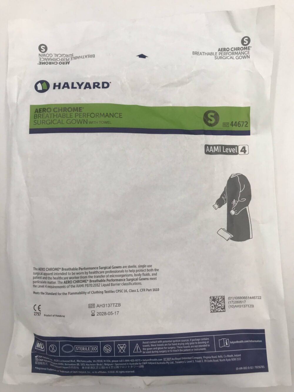 HALYARD 44672 Aero Chrome Breathable Performance Surgical Gown w/Towel ...