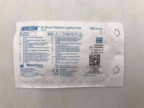TELEFLEX 001205 Horizon Small Titanium Ligating Clips w/Tape (24/Pkg ...