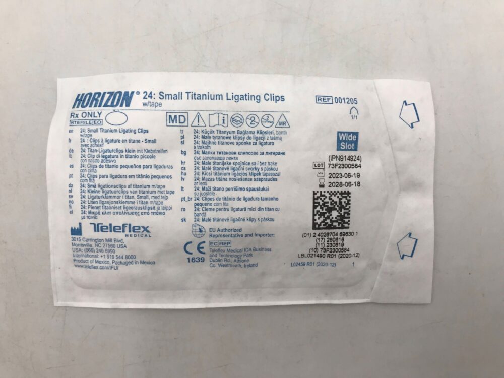 TELEFLEX 001205 Horizon Small Titanium Ligating Clips w/Tape (24/Pkg ...