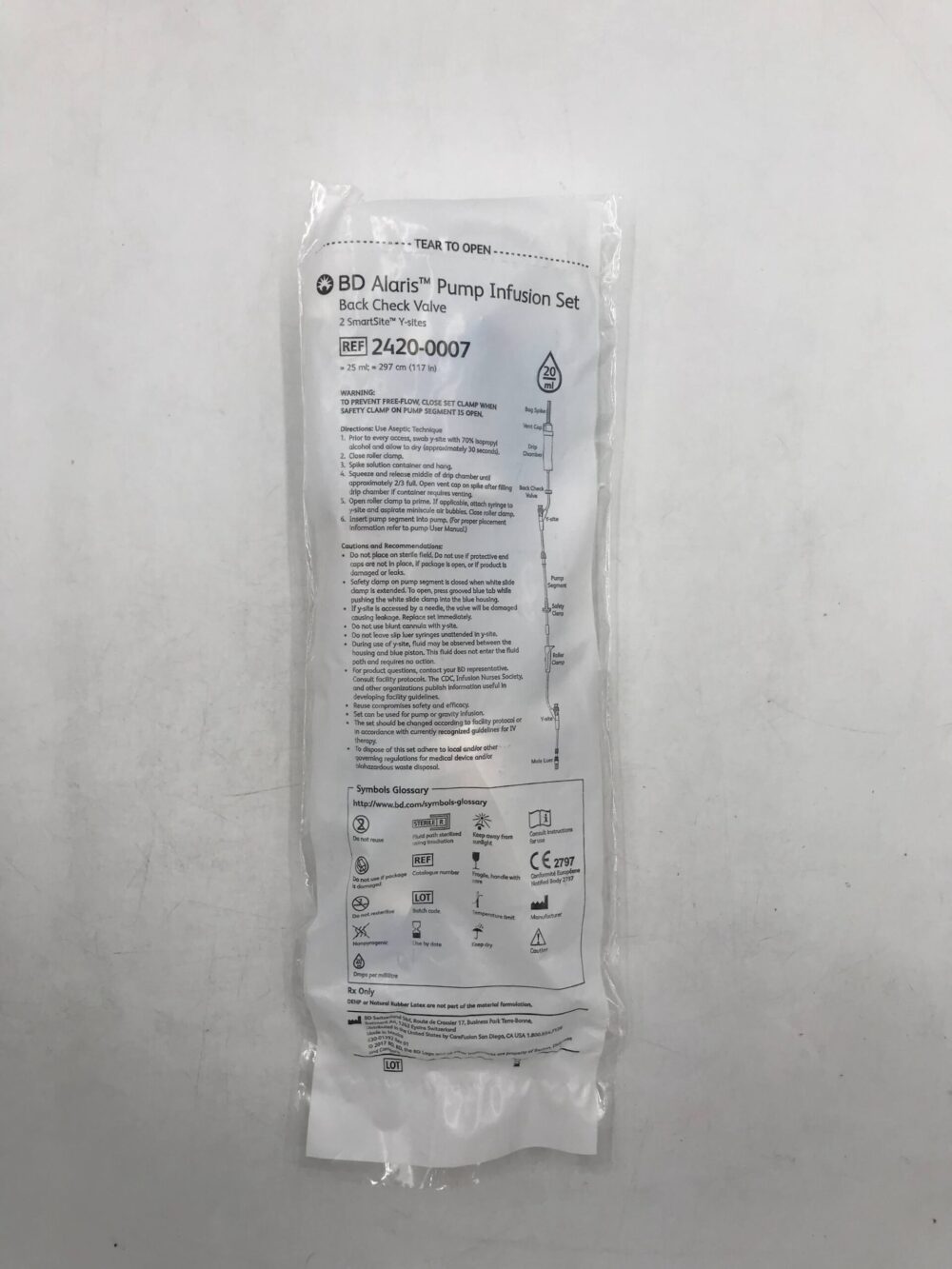 BD 2420-0007 Alaris Pump Infusion Set Back Check Valve 2 SmartSite Y ...