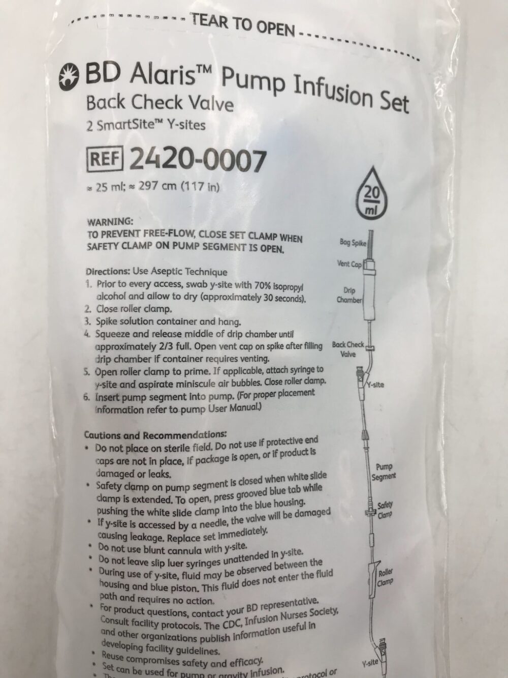 BD 2420-0007 Alaris Pump Infusion Set Back Check Valve 2 SmartSite Y ...