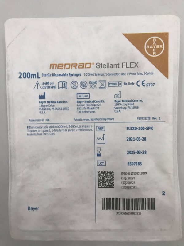 Bayer FLEXD-200-SPK Medrad Stellant FLEX 200mL Sterile Disposable ...