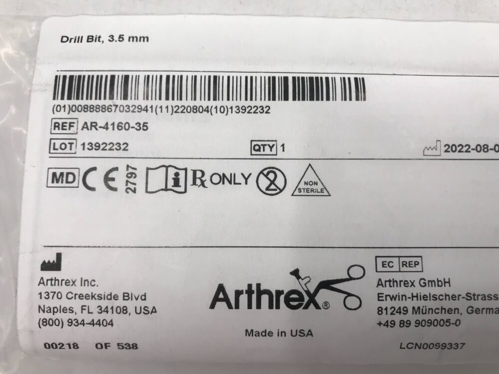 Arthrex AR-4160-35 Drill Bit 3.5mm - GB TECH USA