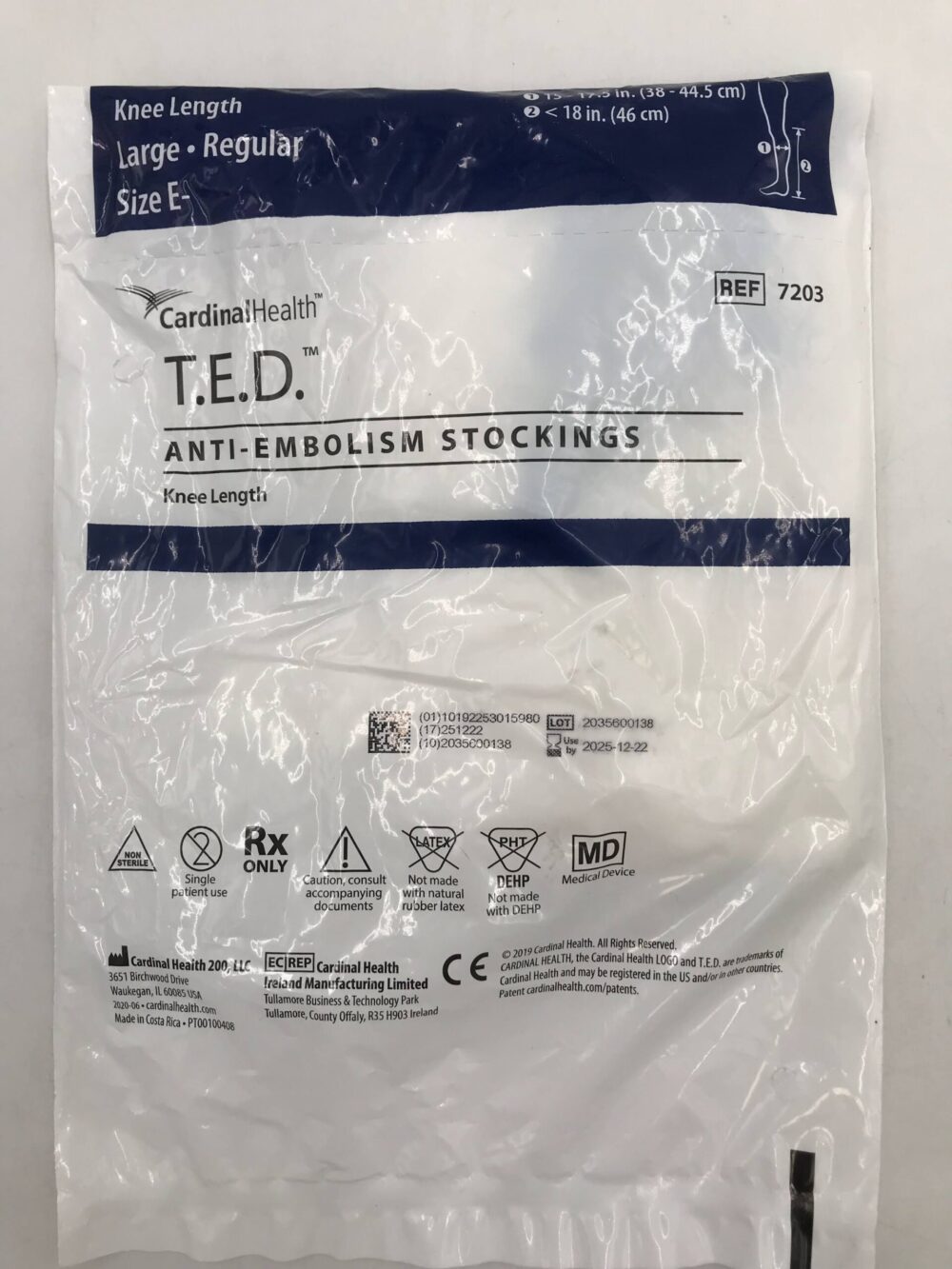 Cardinal Health 7203 T.E.D. Anti-Embolism Stockings Knee Length Large ...
