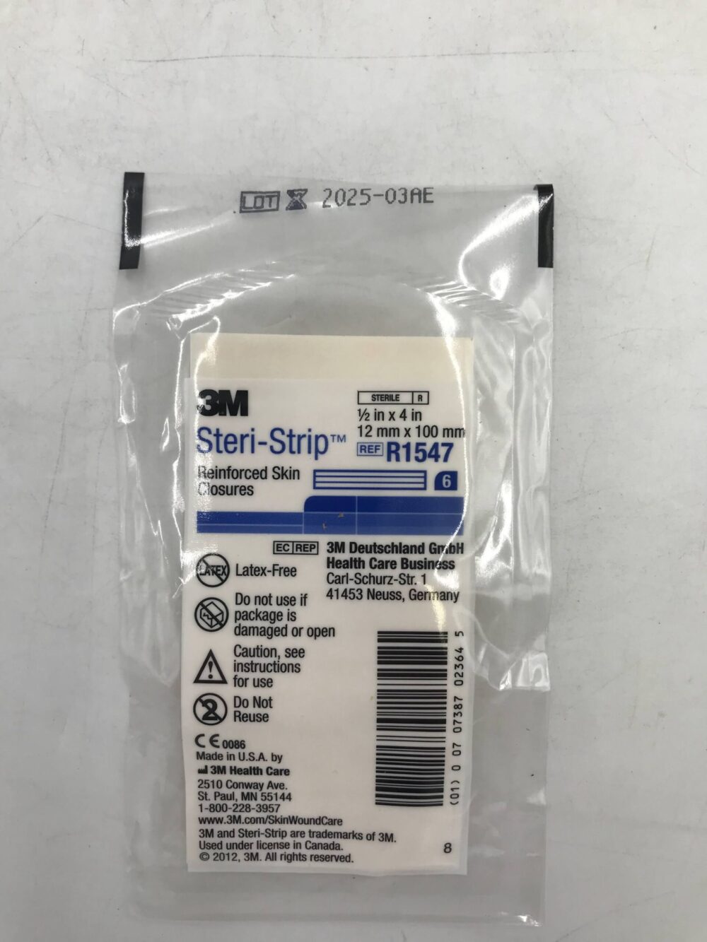 3M R1547 Steri-Strip Reinforced Skin Closures (1/2in x 4in)(12mm x ...