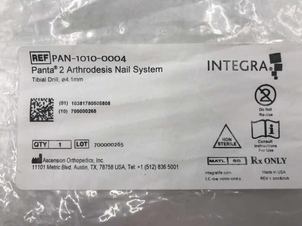 Integra PAN-1010-0004 Panta 2 Arthrodesis Nail System Tibial Drill Ø4 ...