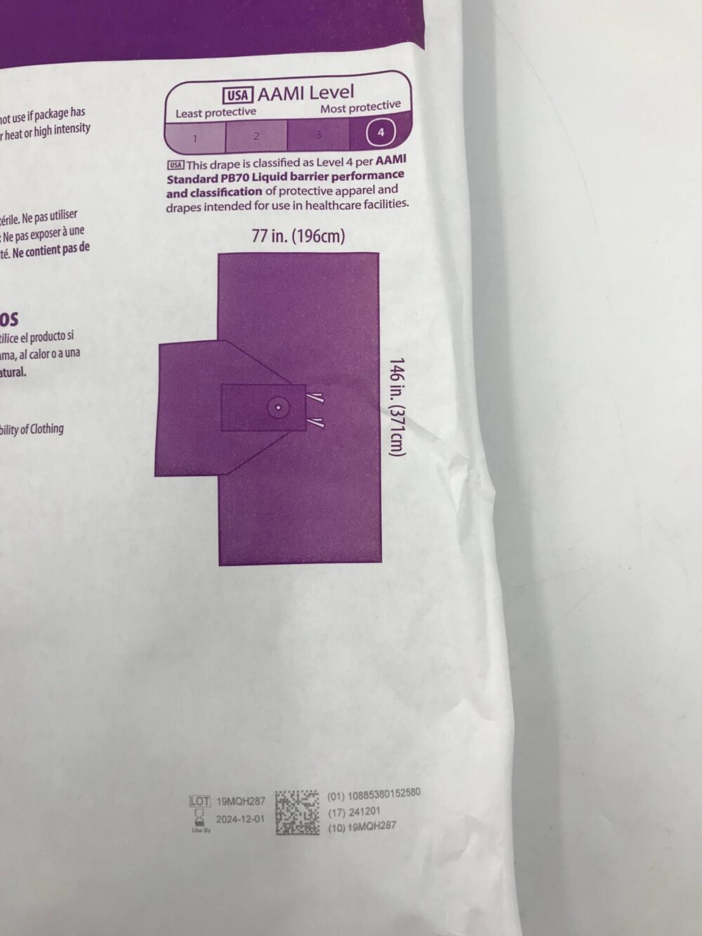 CARDINAL HEALTH 29427 Convertors Tiburon Hand Drape AAMI Level 4, 77in ...