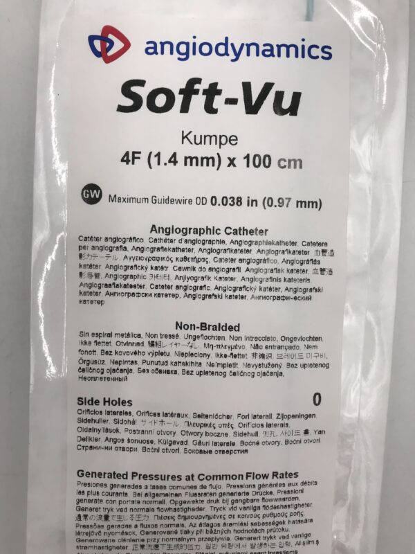 AngioDynamics 10714021 Soft-Vu Angiographic Catheter KUMPE 4F 100cm (X ...