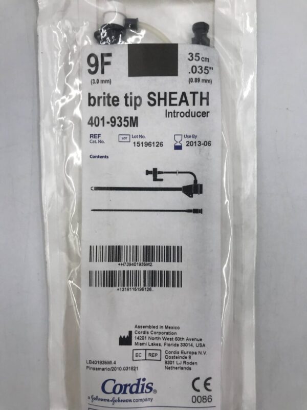 Cordis 401-935M Brite Tip Sheath Introducer 9F 35cm (X) - GB TECH USA