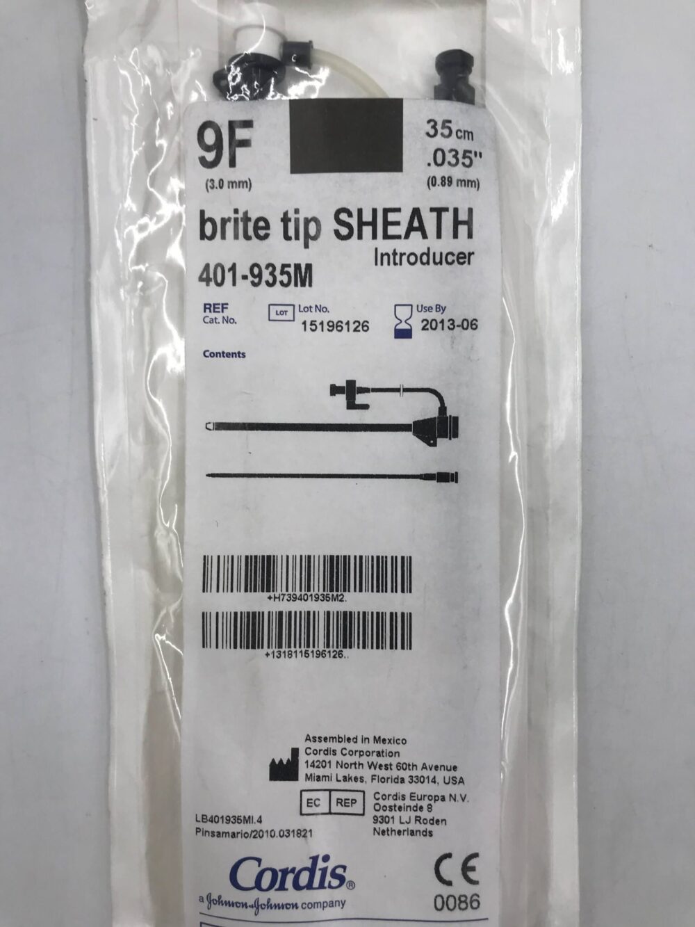 Cordis 401-935M Brite Tip Sheath Introducer 9F 35cm (X) - GB TECH USA