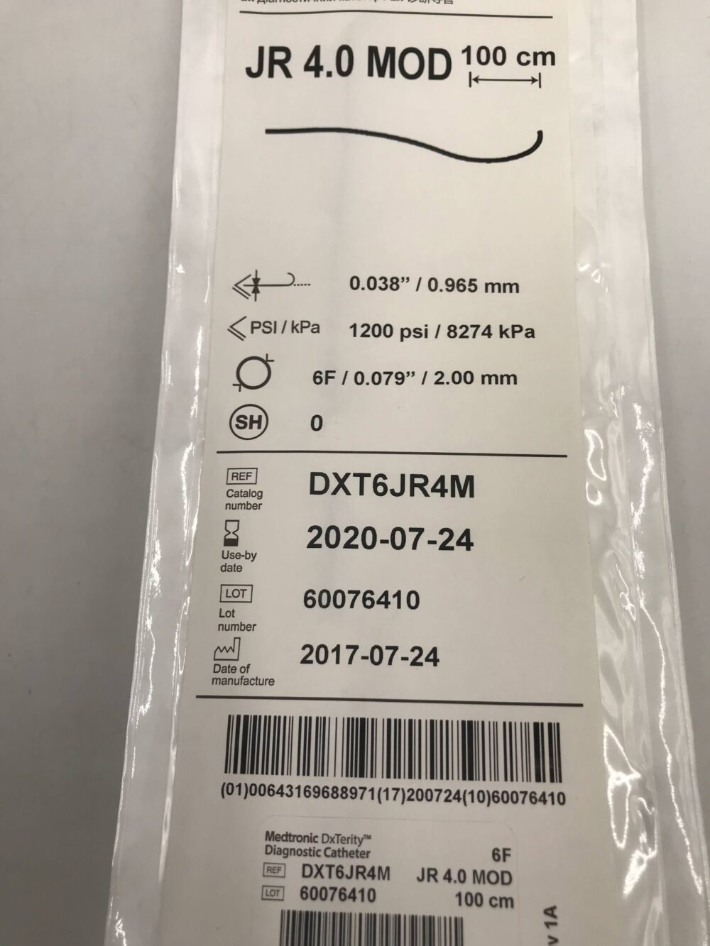 Medtronic DXT6JR4M DxTerity Diagnostic Catheter JR 4.0 MOD 6F 100cm (X) – GB TECH USA