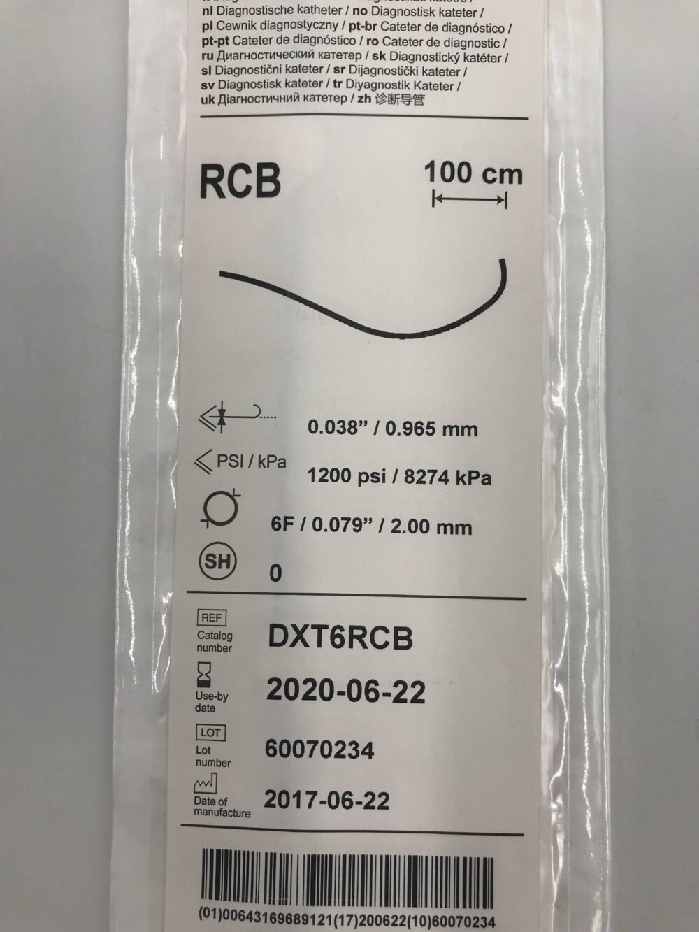 Medtronic DXT6RCB DxTerity Diagnostic Catheter RCB 6F 100cm (X) - GB ...