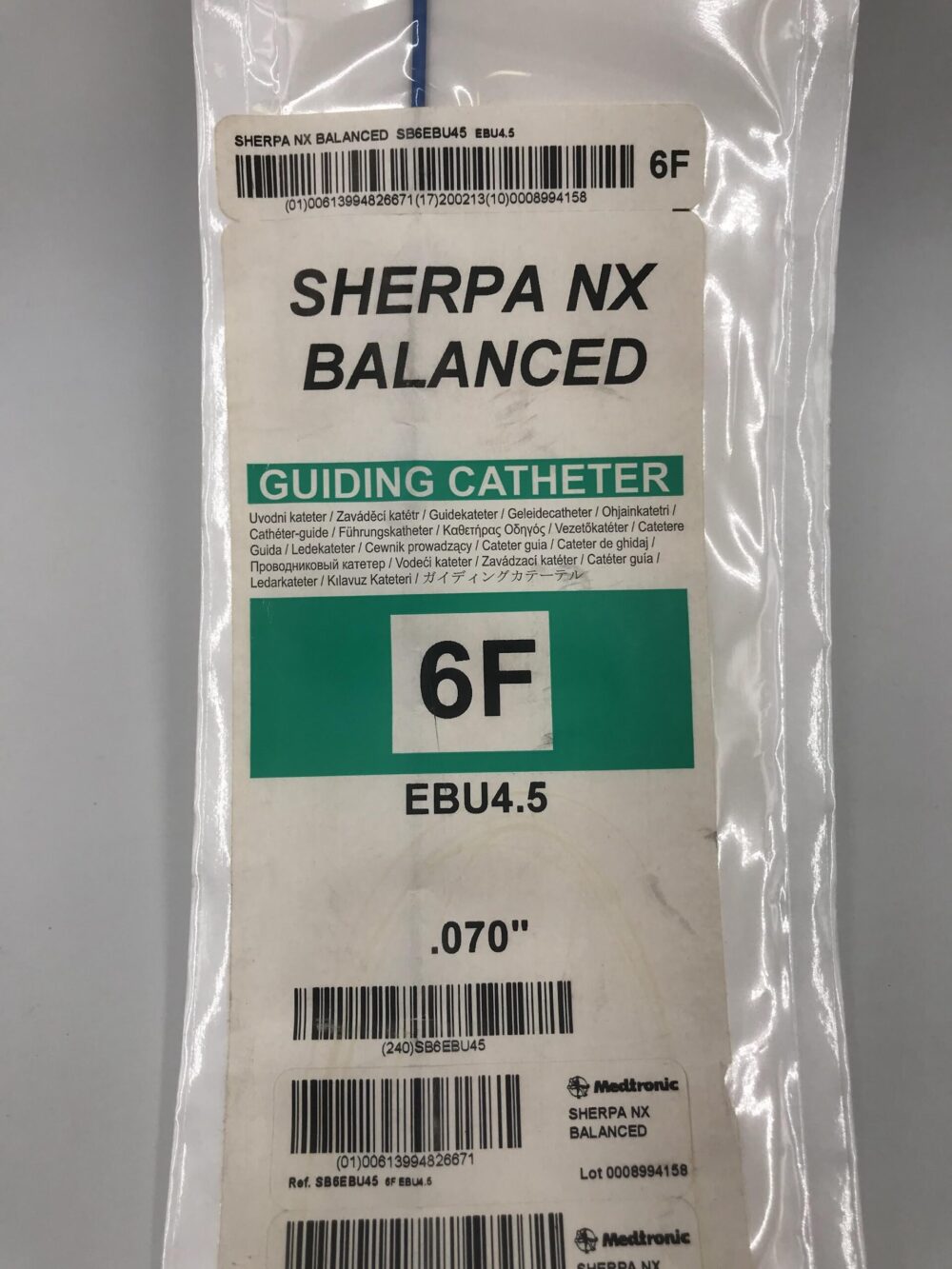 Medtronic SB6EBU45 Sherpa NX Balanced Guiding Catheter EBU4.5 6F 100cm ...