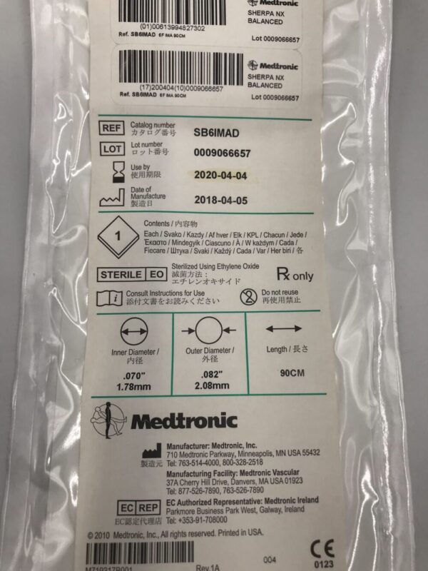 Medtronic SB6IMAD Sherpa NX Balanced Guiding Catheter IMA 6F 90cm (X ...