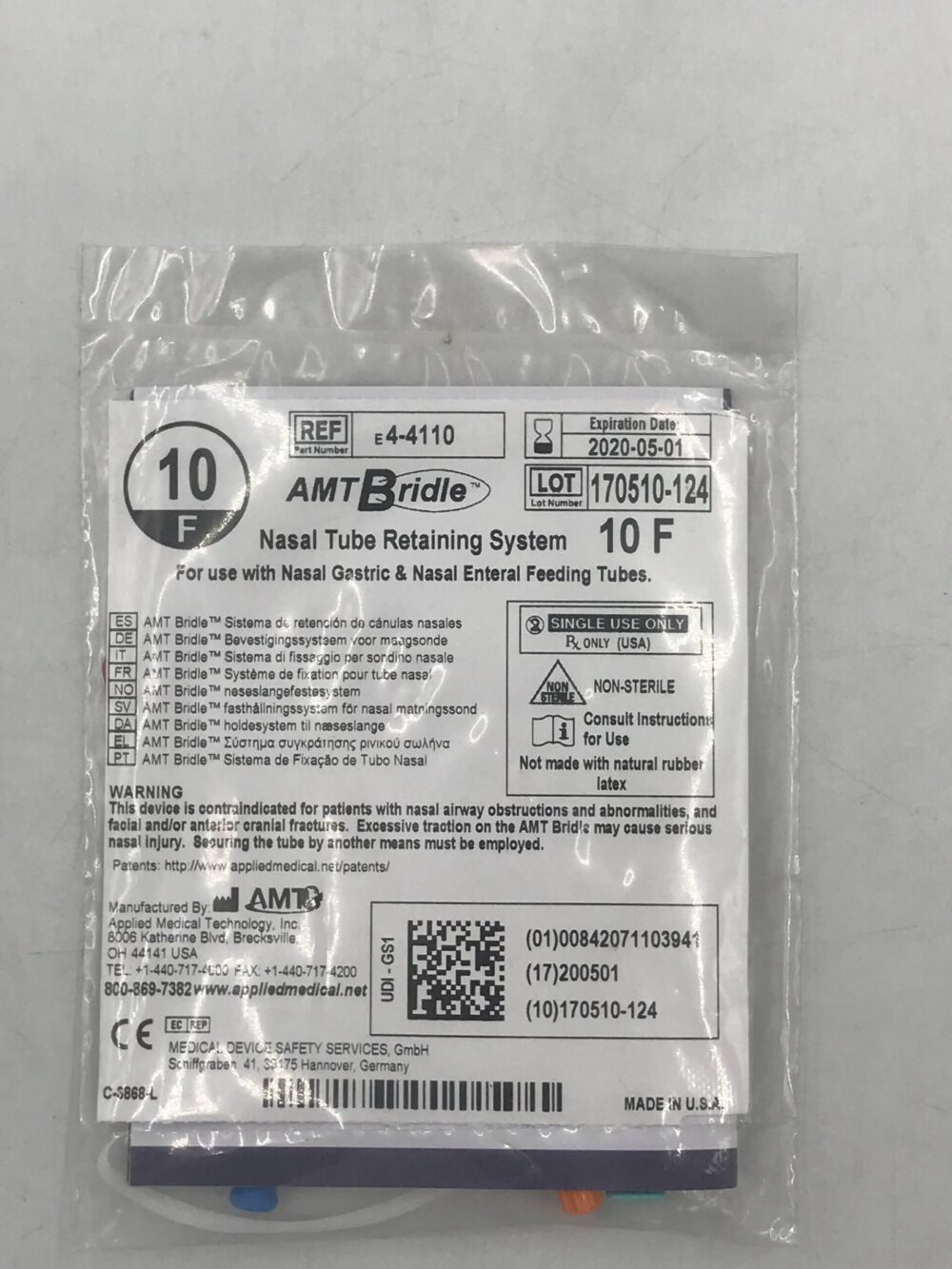 Applied Medical E4-4110 AMT Bridle Nasal Tube Retaining System 10F (X ...