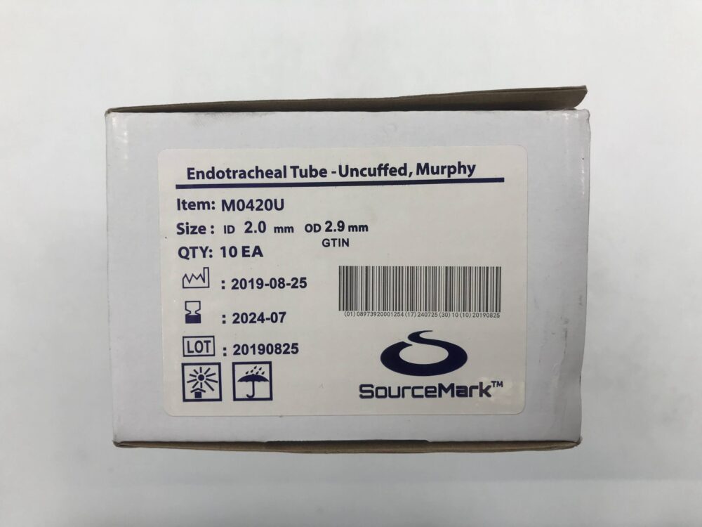 SourceMark M0420U Endotracheal Tube-Uncuffed Murphy I.D. =2.0mm, O.D ...
