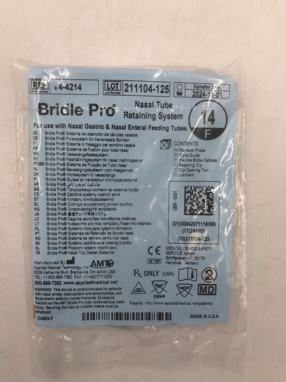 Applied E4-4214 Bridle Pro Nasal Tube Retaining System 14F - GB TECH USA