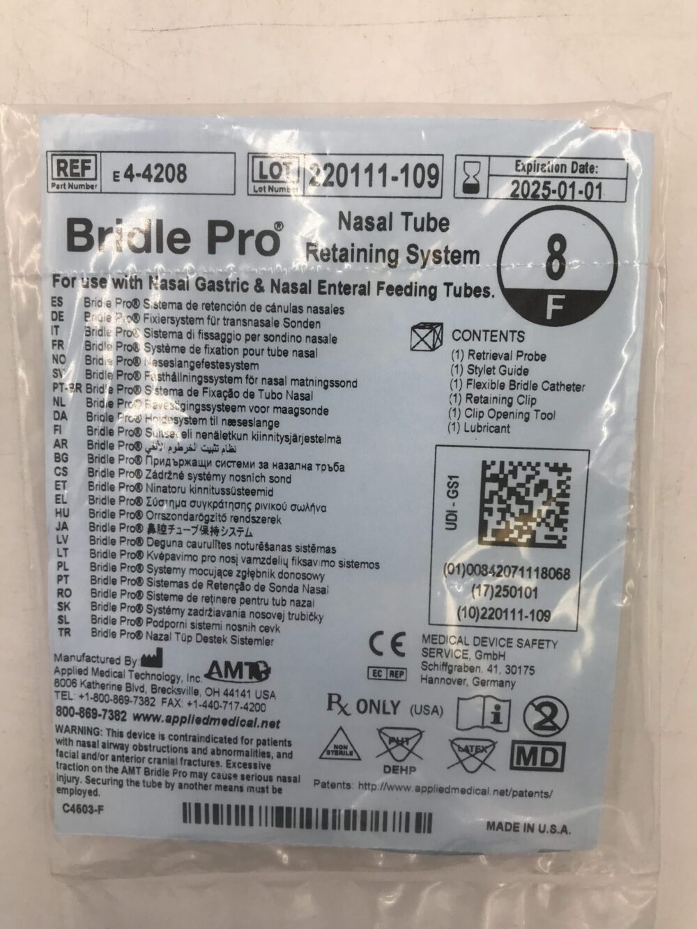 Applied E4-4208 Bridle Pro Nasal Tube Retaining System 8F (X) - GB TECH USA