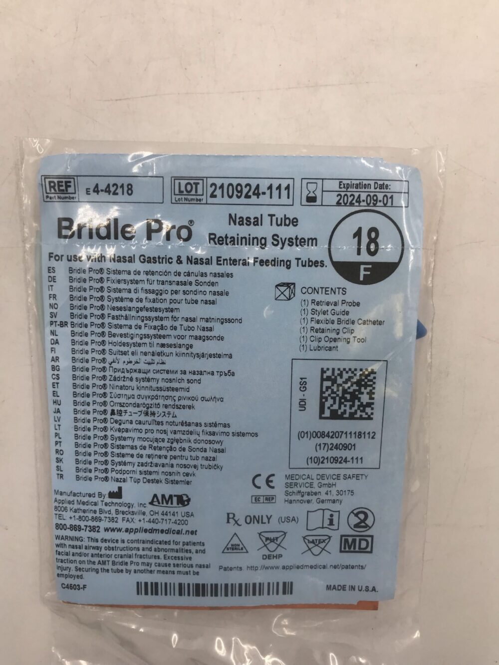 Applied E4-4218 Bridle Pro Nasal Tube Retaining System 18F (X) - GB ...