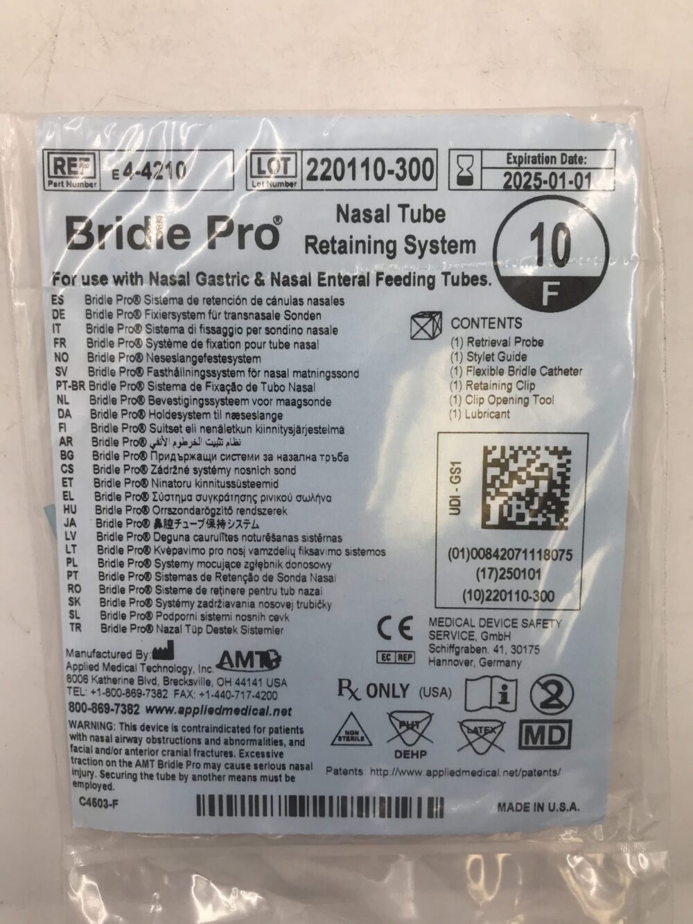 Applied E4-4210 Bridle Pro Nasal Tube Retaining System 10F (X) - GB ...