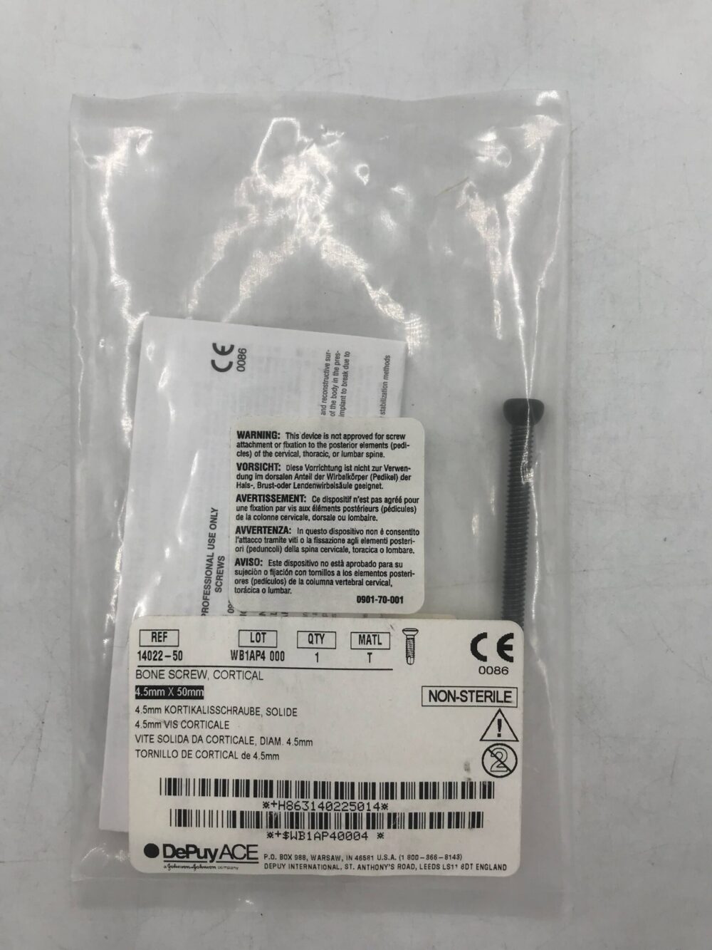 DePuy 14022-50 Bone Screw, Cortical 4.5mm x 50mm - GB TECH USA