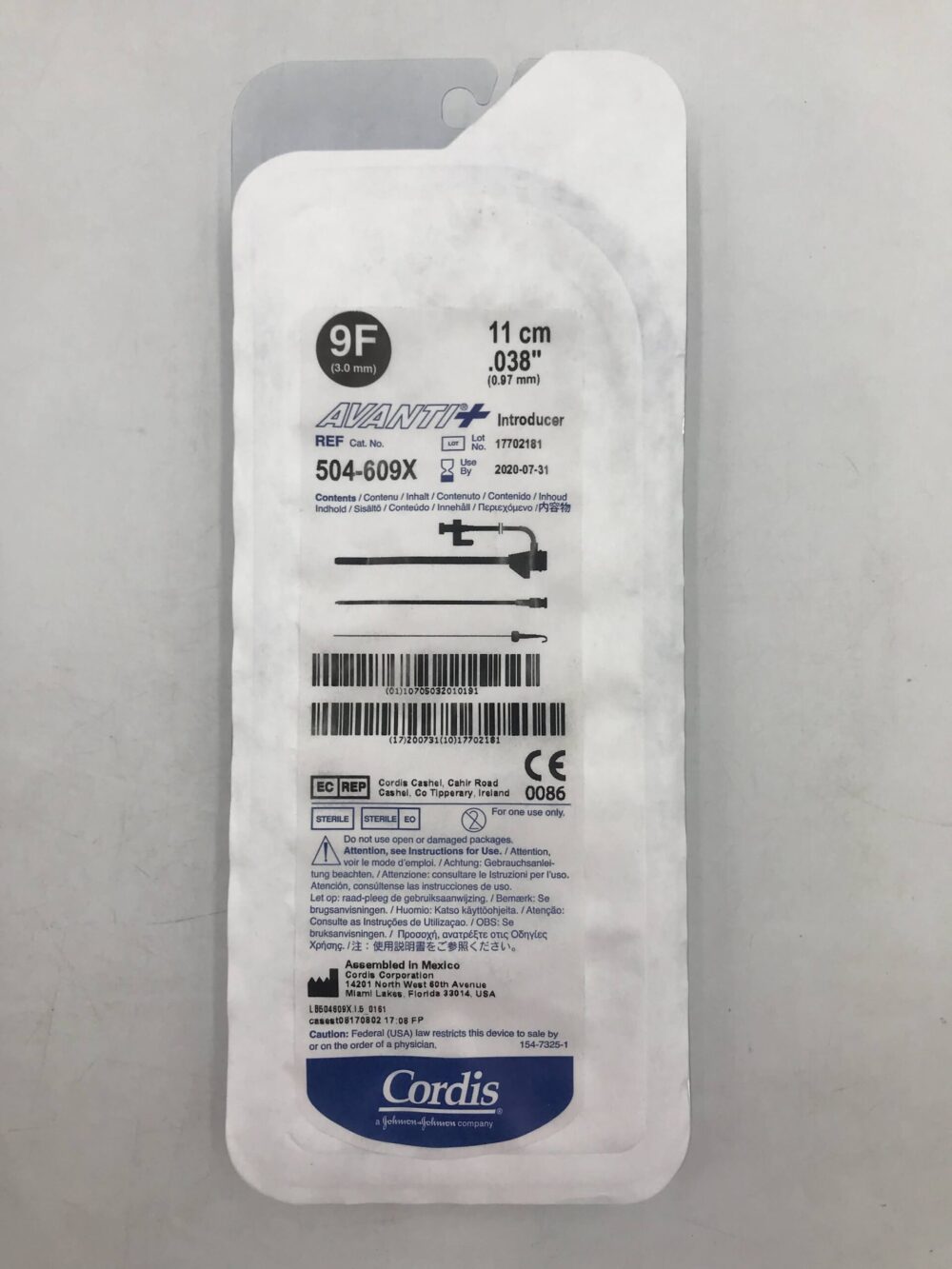 Cordis 504-609X Avanti+ Introducer 9F 11 cm .038″ (0.97mm) (X) – GB ...